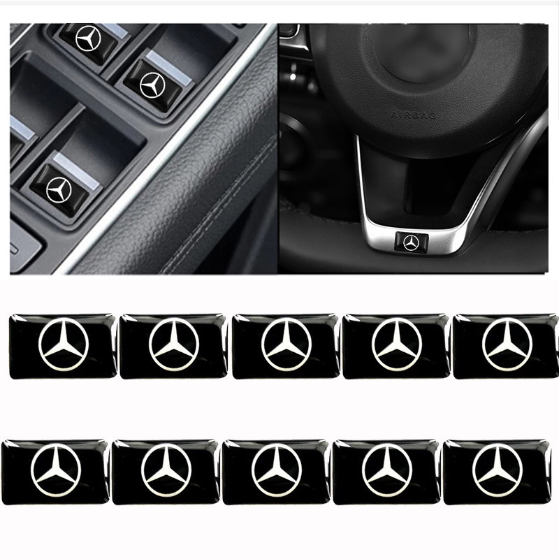 [Ready Stock] 1/10pcs Mercedes Benz Steering Wheel 3D Stickers Door ...