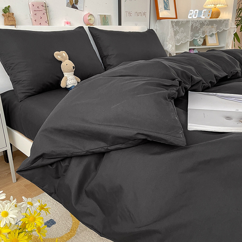 1 PC Pure Black Quilt Cover Simple Style Brushed Duvet Case Single ...