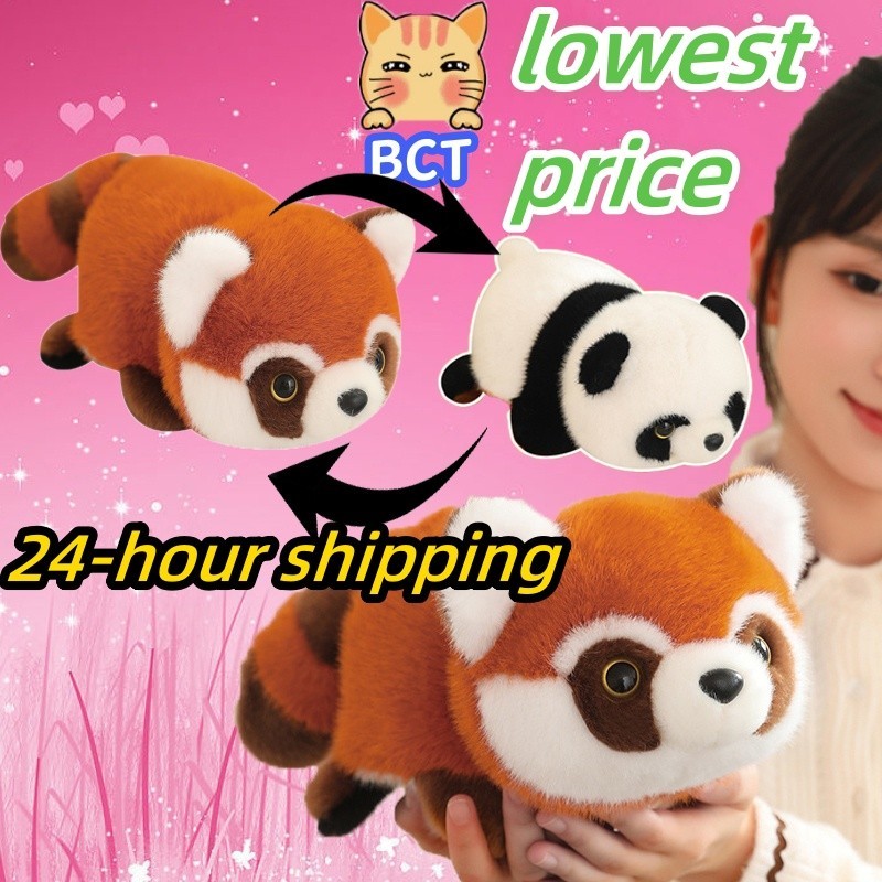BCT Panda Red Raccoon Plush Toy 2-in-1 Double Sided Soft Cute Plushie ...
