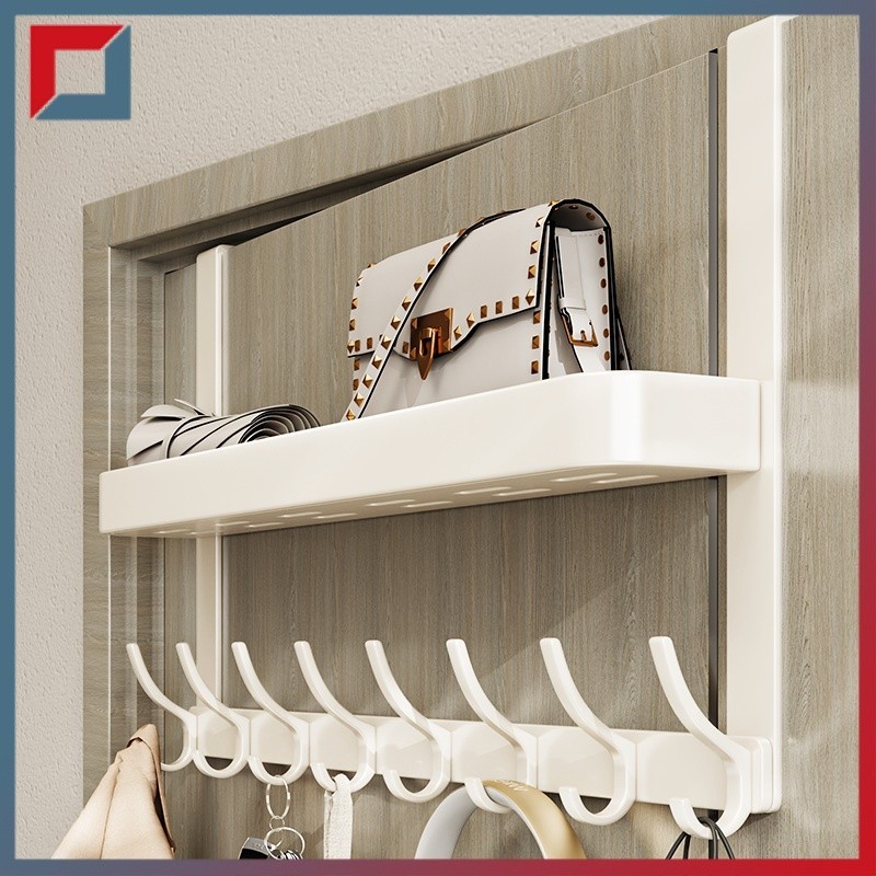 Double layer clothes hanger behind the door non perforated wall mounted ...