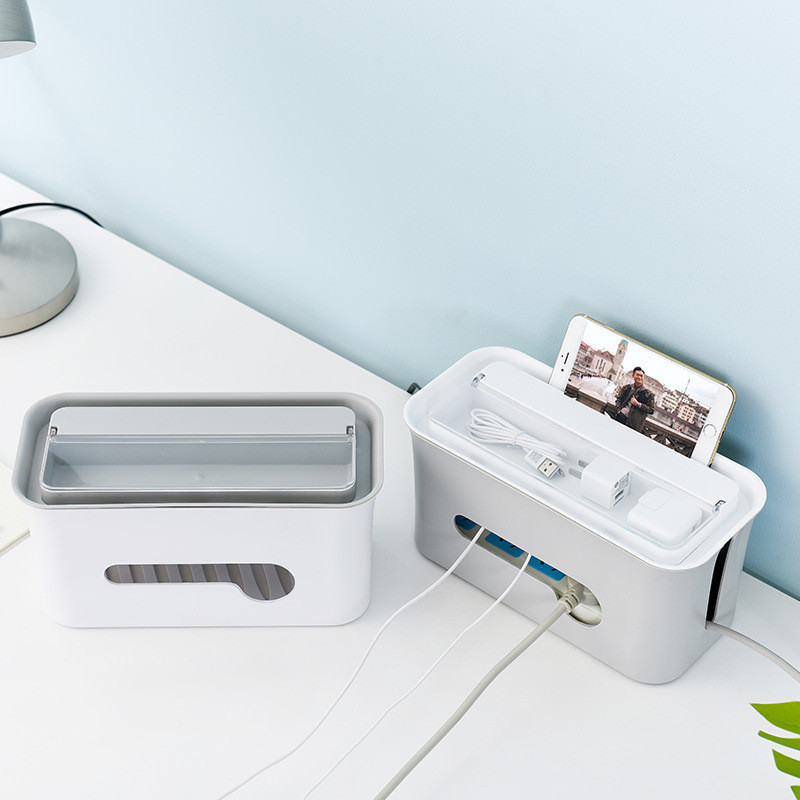 Cable Management Box Desktop Power Strip Organizer Table Storage Box ...