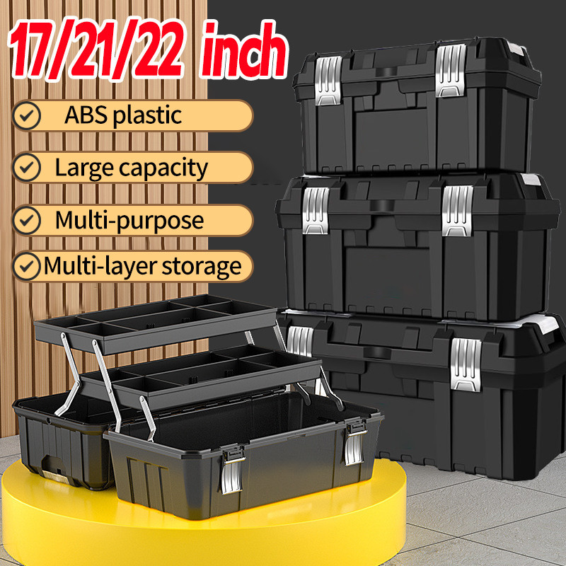 【SG Seller】Tool Storage Box Portable Hardware Storage Box 17/21/22 inch ...