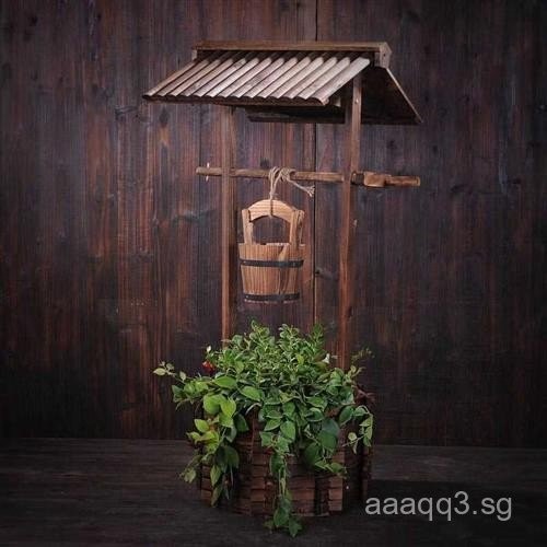 Water Well Flower Pot Wooden Garden Decoration s Creative Flower Stand ...