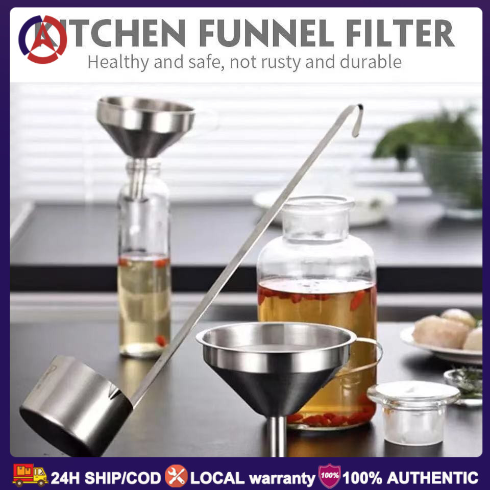 304 stainless steel funnel filter screen Kitchen oil pouring wine ...