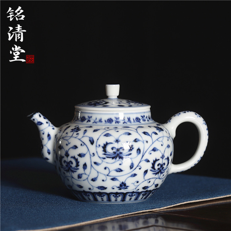 Mingqing Hall Yu Jun Kiln Imitation Ming Blue and White Twining Lotus ...