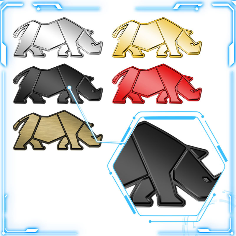 Car Metal Emblem Rhino Rhinoceros Logo Sticker 3D Body Decals Rear ...