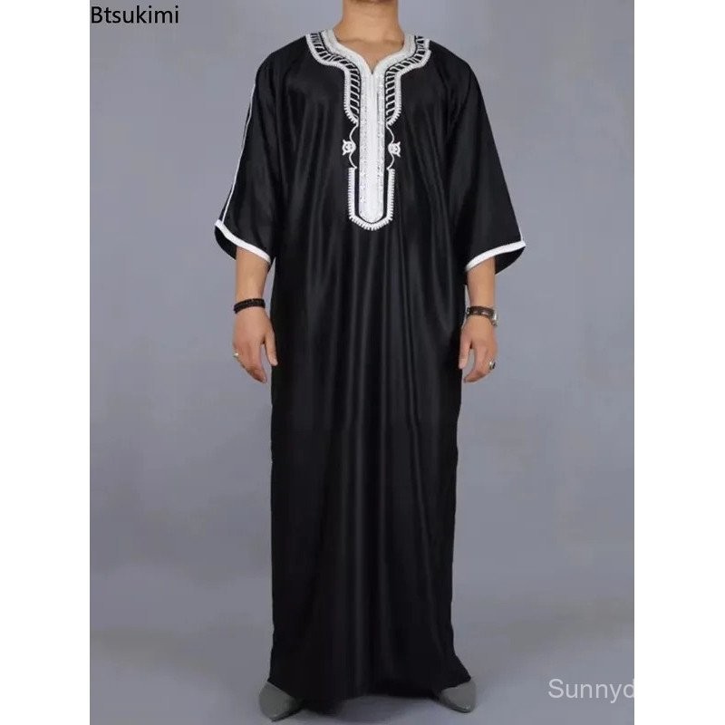 Newest style jubah New 2025 Muslim Fashion Abayas for Men Patchwork Embroidery Long Robe Saudi ...