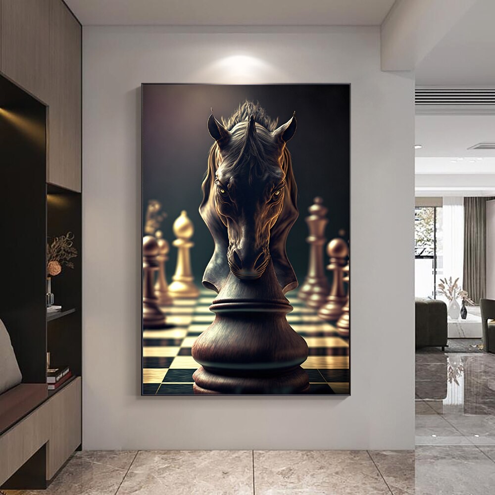 Nordic Chess Checkmate Canvas Poster and Print Painting Abstract Wall ...