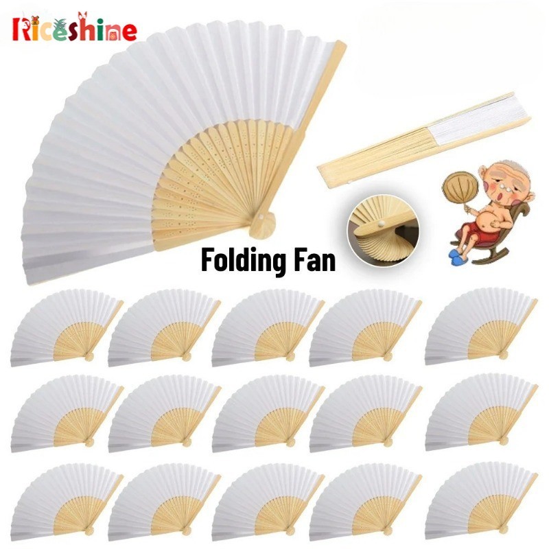 Portable Chinese Style White Folding Fans Wedding Party Decoration ...