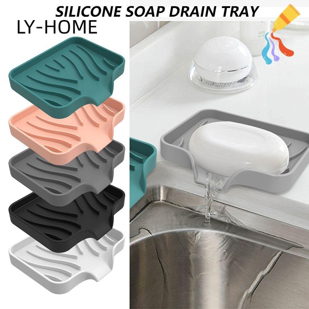 LY Soap Dish Silicone With Built-in Drain Lip Brush Sponge Bottles ...