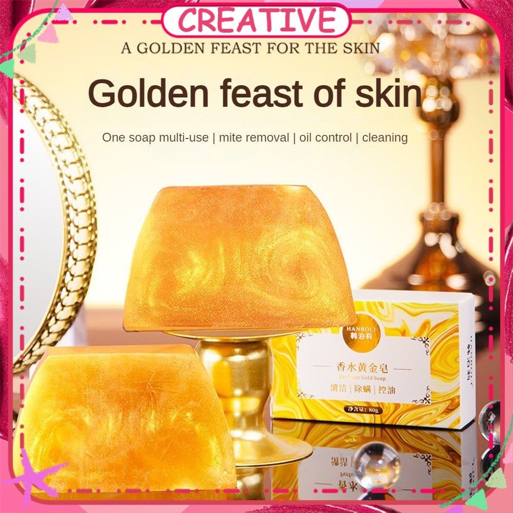 ⚡IN STOCK⚡ Useful Anti-mite Cosmetics Gold Soap Cozy Oil Control Skin ...