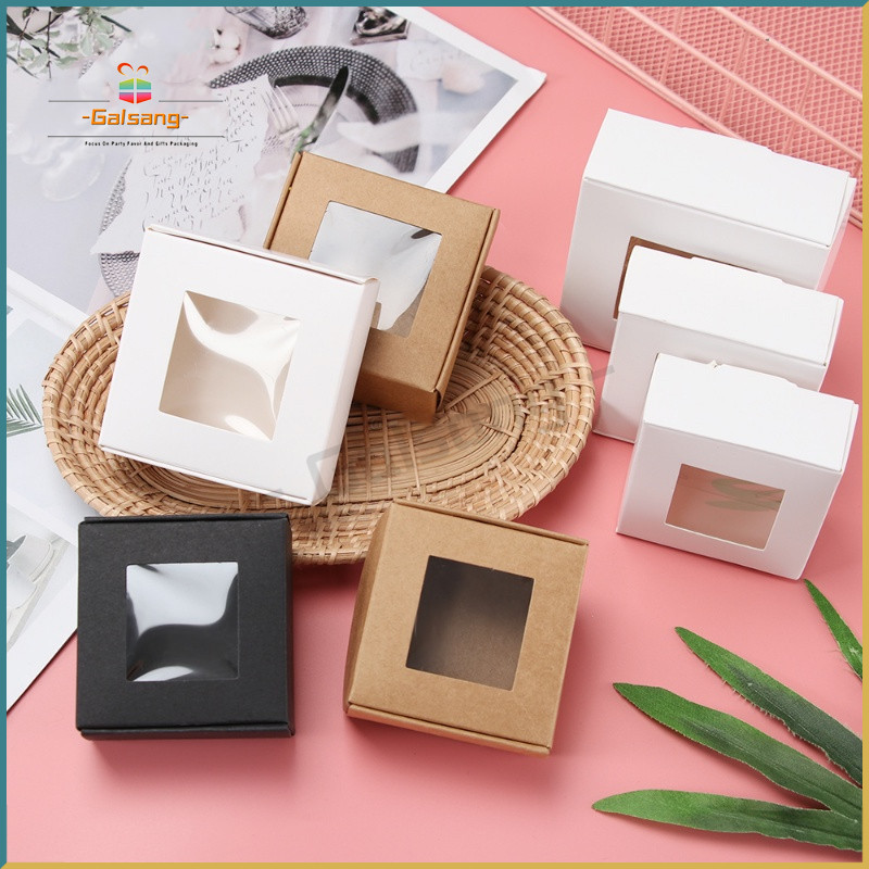 [50pcs/pack] Mini Kraft Paper Square Box With Window / Handmade Soap ...