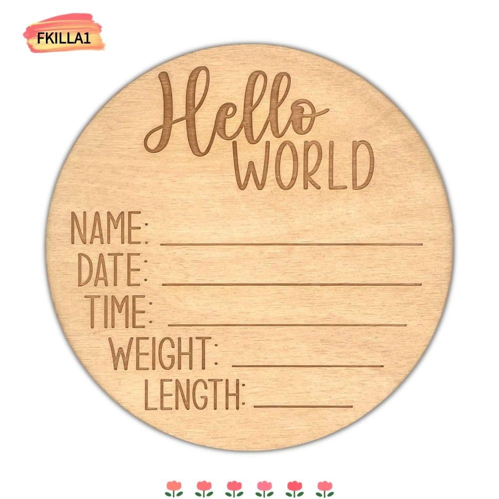 FKILLAONE Baby Announcement Sign, Wooden Hello World Newborn Welcome ...