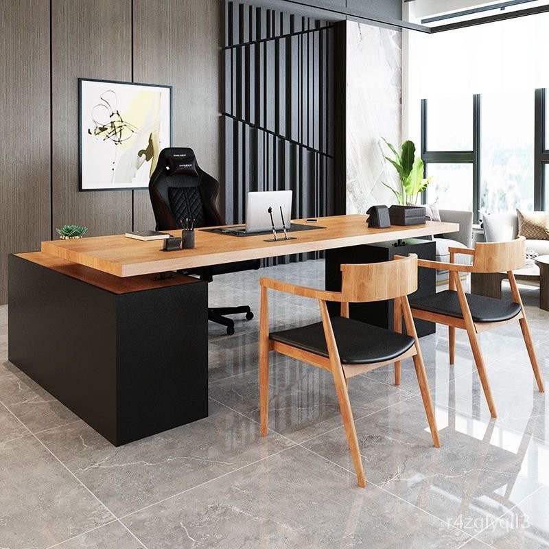Nordic Solid Wood Boss Desk Simple Modern Office General Manager Desk ...