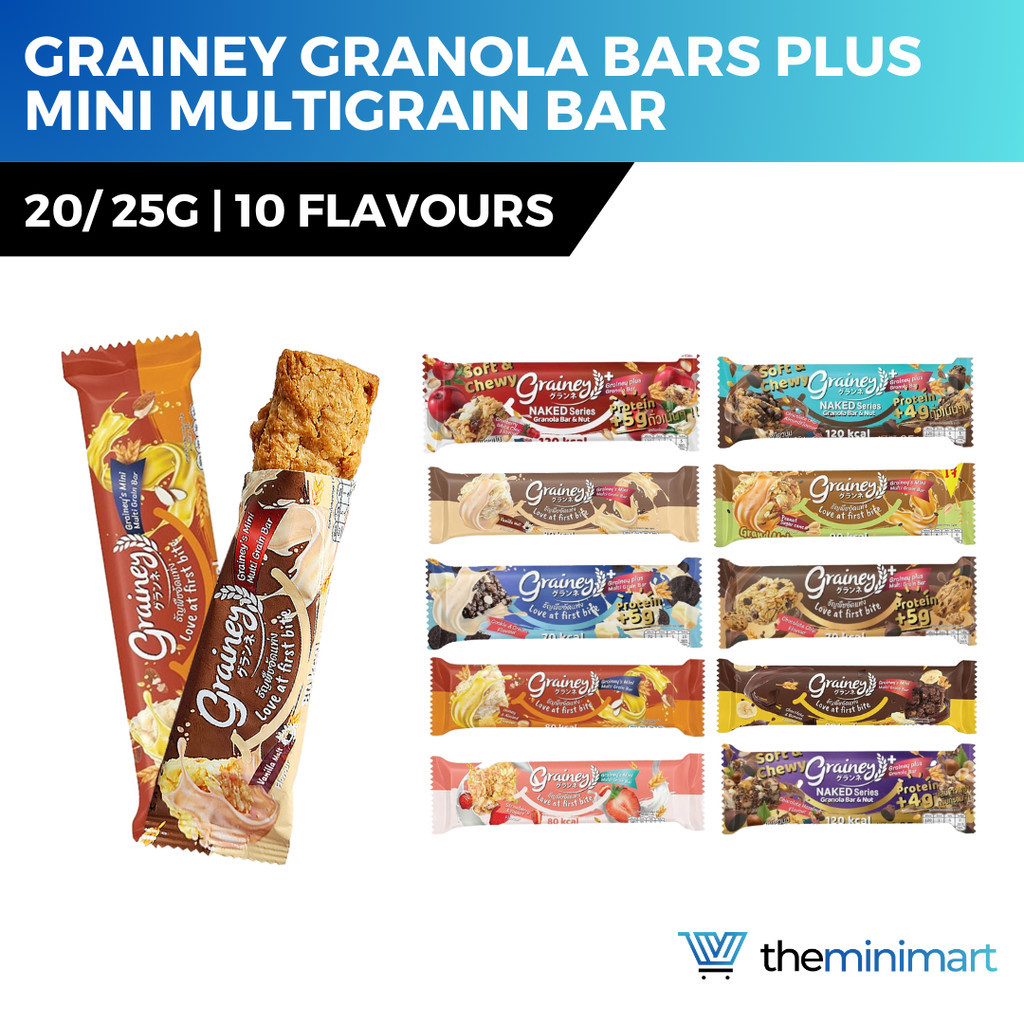 Grainey Granola Bars Plus Mini - Nutritious, Crunchy, 20g/25g Healthy ...