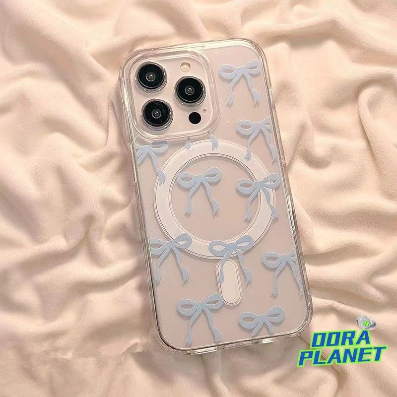 Stylish Girly Heart Powder Blue Bows Phone Case For 13PRO 15PROMAX XS ...