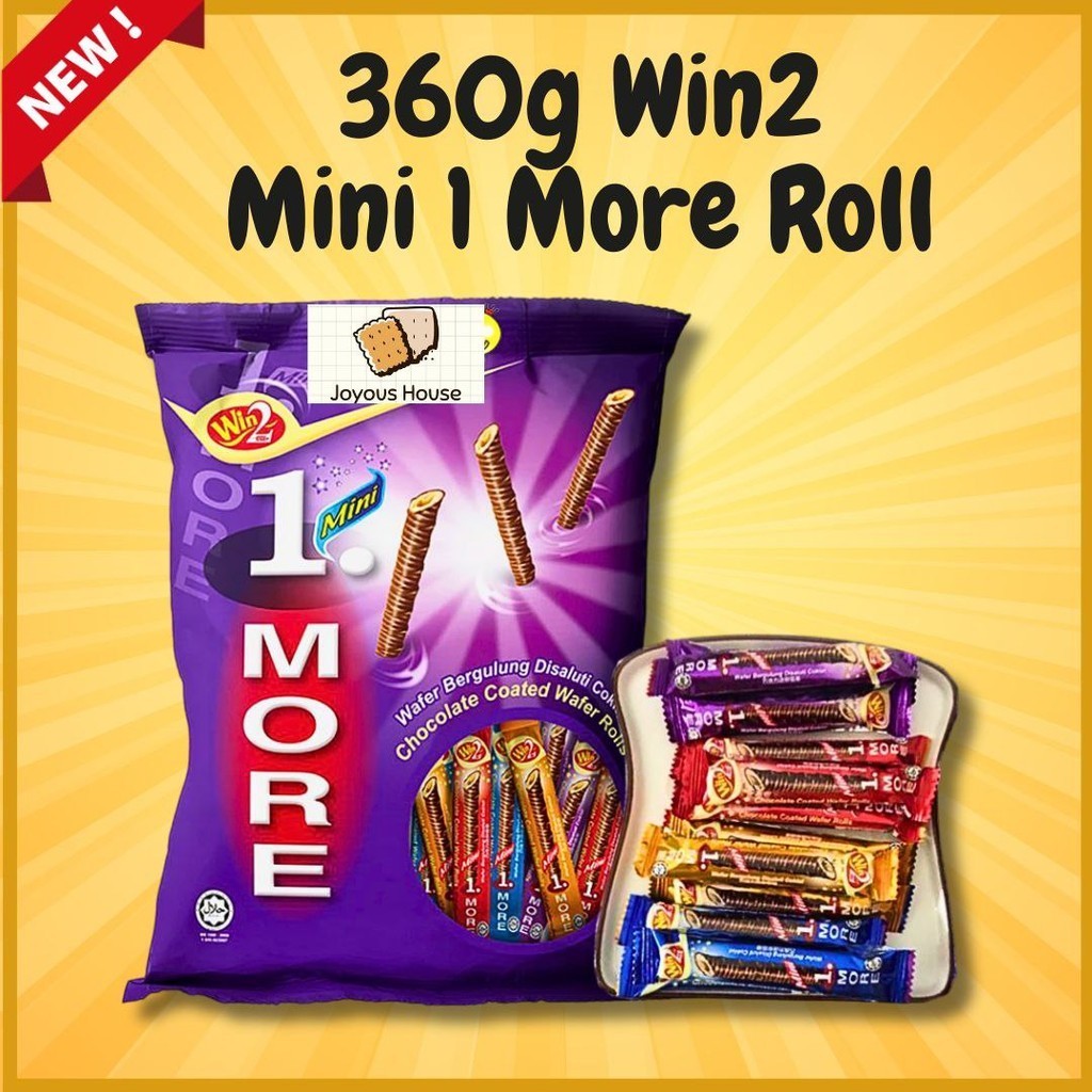 360g Win2 Mini 1 More Wafer chocolate coated wafer rolls 360g (48pcs+-) | Shopee Singapore