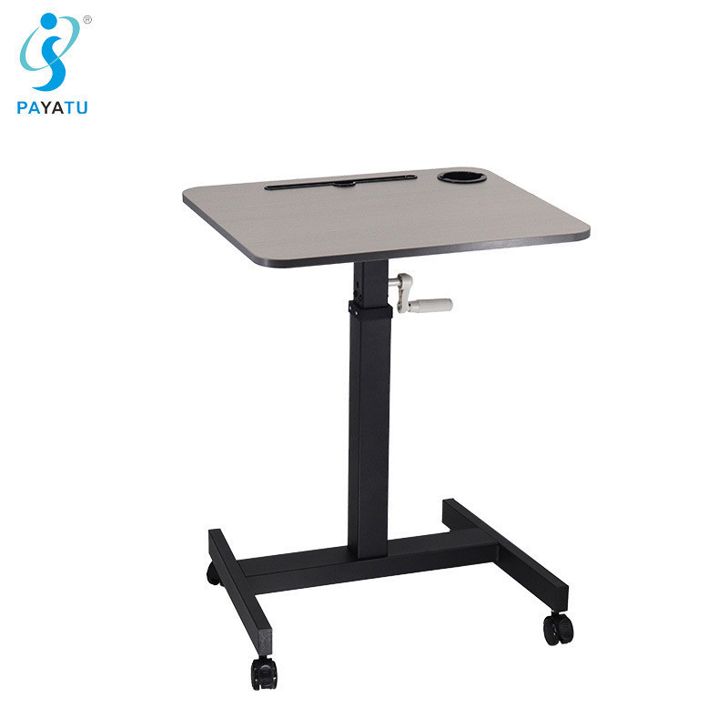 Modern minimalist hand cranked lifting and movable computer desk ...