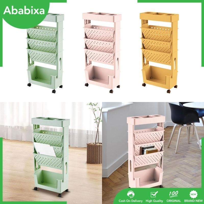 [Ababixa] Mobile Bookshelf Cart Rolling Bookcase with Wheels File ...