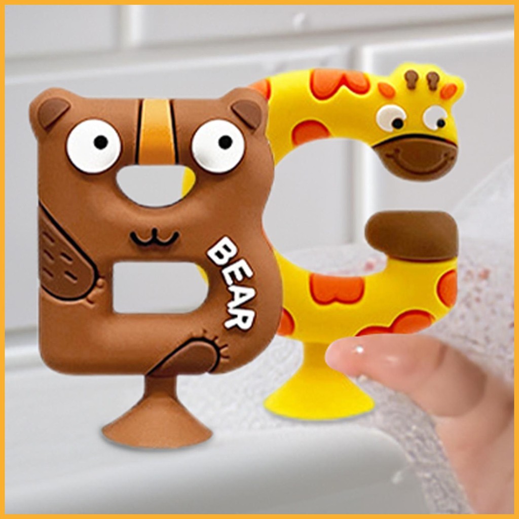 Suction Bath Toys for Kids Animal Alphabet Sensory Game Silicone ...