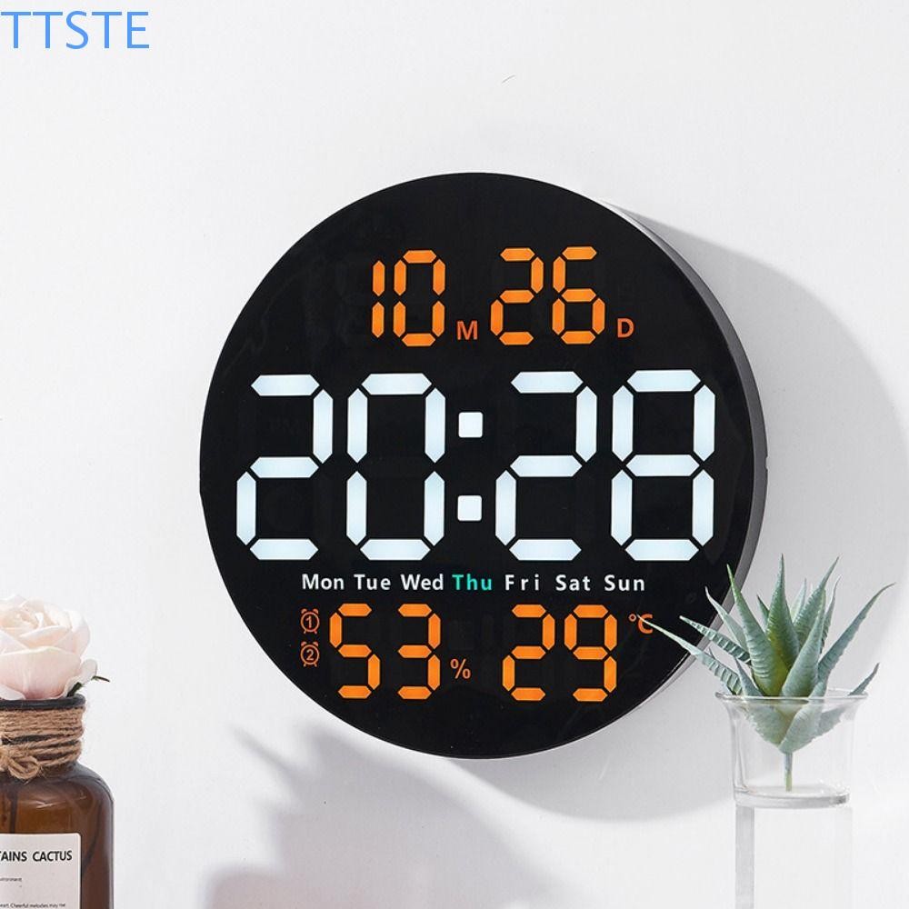 TTSTE 10 Inch LED Wall Clock, Temperature/ Humidity Display Remote ...