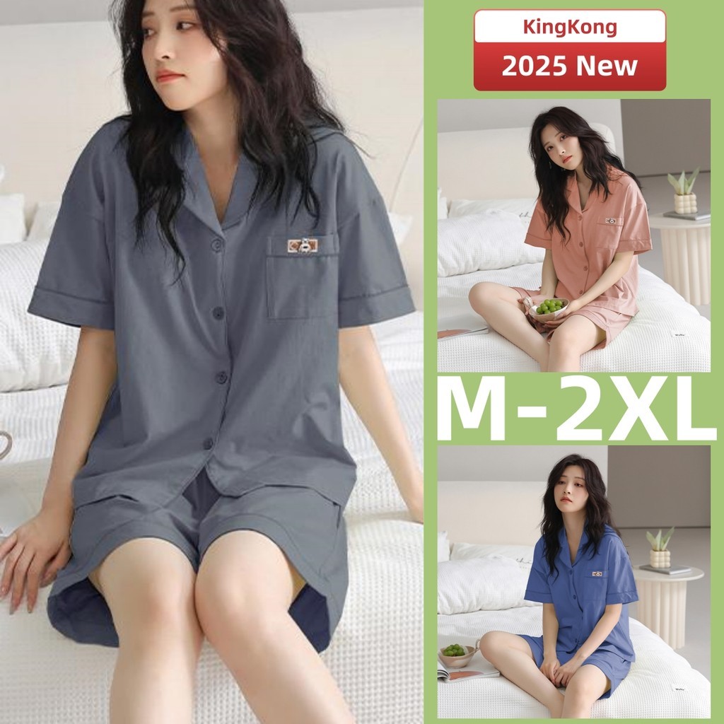 100% Cotton Pajamas Women Padded Pyjamas Set Summer Lady Short sleeve ...