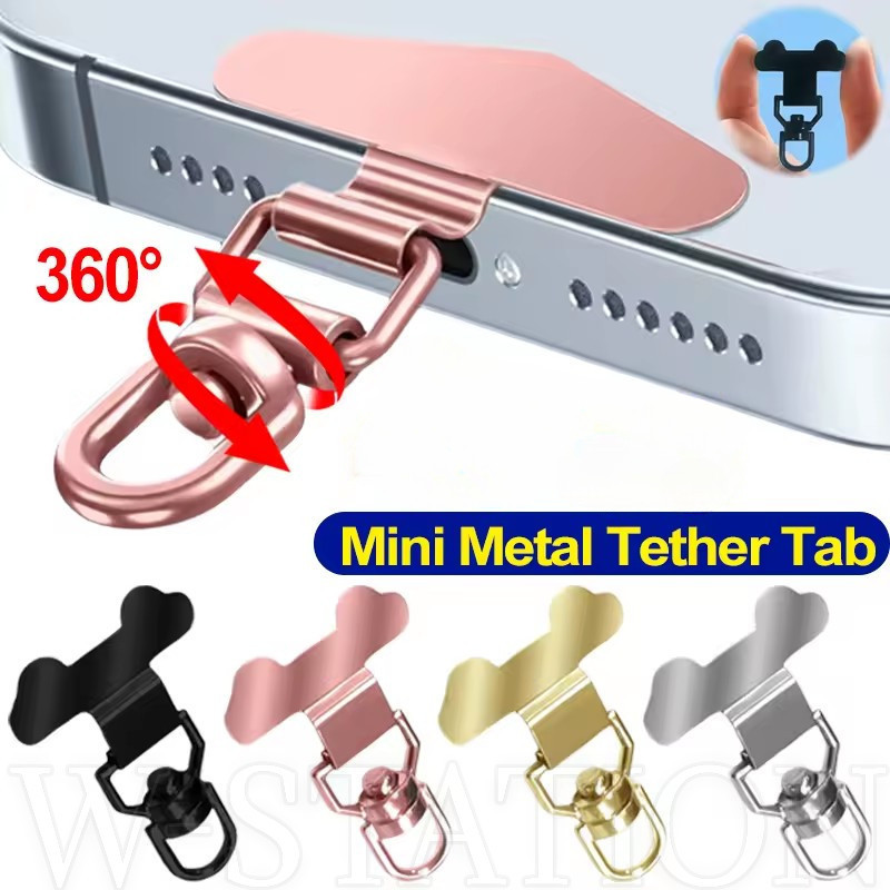 360° Rotating Mobile Phone Gasket - Stainless Steel Phone Lanyard Card ...