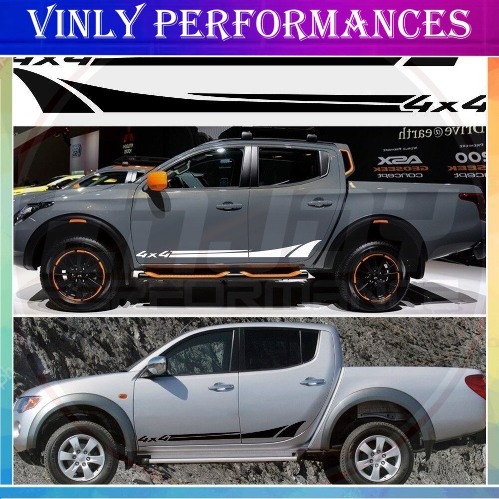 2 Pcs Car Door Side Skirt Vinyl 4x4 Stickers For Ford Ranger Raptor ...