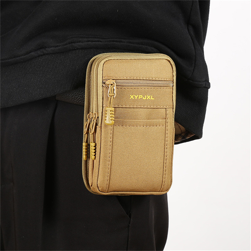 Men's Zipper Multi-Pockets Waist Bag Small Waist Bag Pouch | Shopee ...