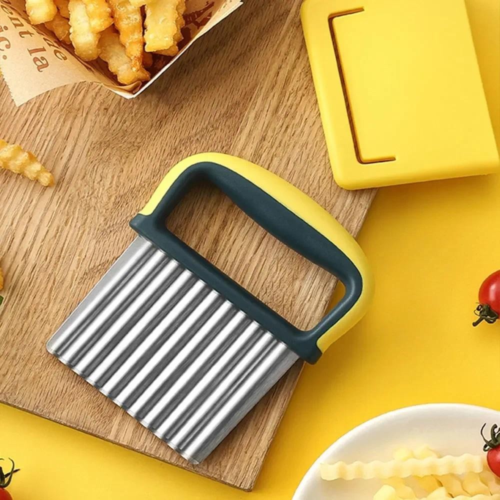 Stainless Steel Potato Chip Slicer Dough Vegetable Fruit Crinkle Wavy ...