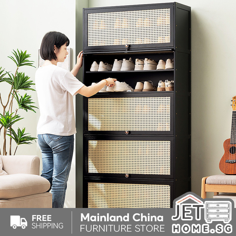 JET Shoe Cabinet Home Black Shoe Cabinet 2024 New Flip Door Shoe Rack ...
