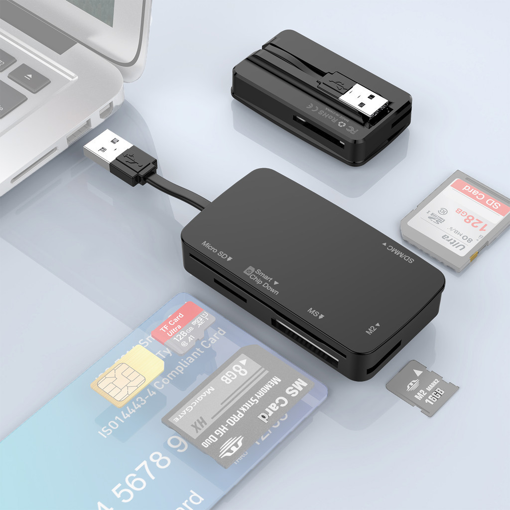 6in1 Multi-function USB Smart Card Reader 480Mbps for Micro SD MS M2 SD ...