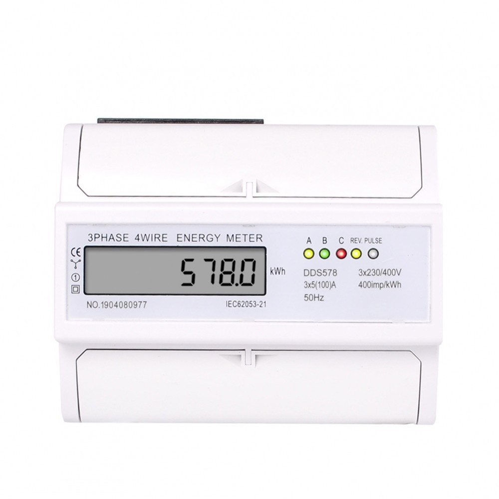 Energy Meter Three Phases 4 Wires Electricity Consumption Rail ...