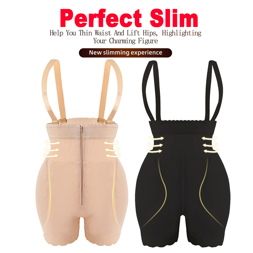 Slimming high Waist Trainer tummy control pants button zipper fake butt ...