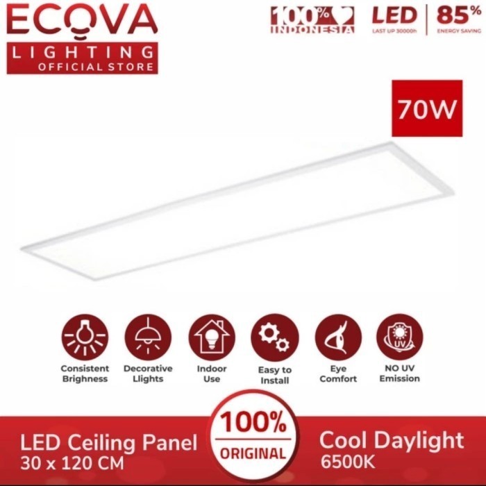 Ecova LED Ceiling Downlight Panel Light 30x120 cm 70W 70 Watt | Shopee ...