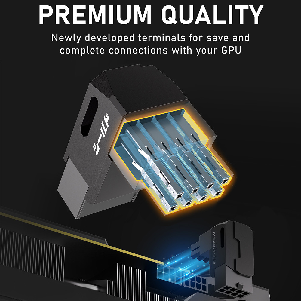 8-Pin PCIe GPU Power Adapter 90-Degree Angled Connector Power Steering ...