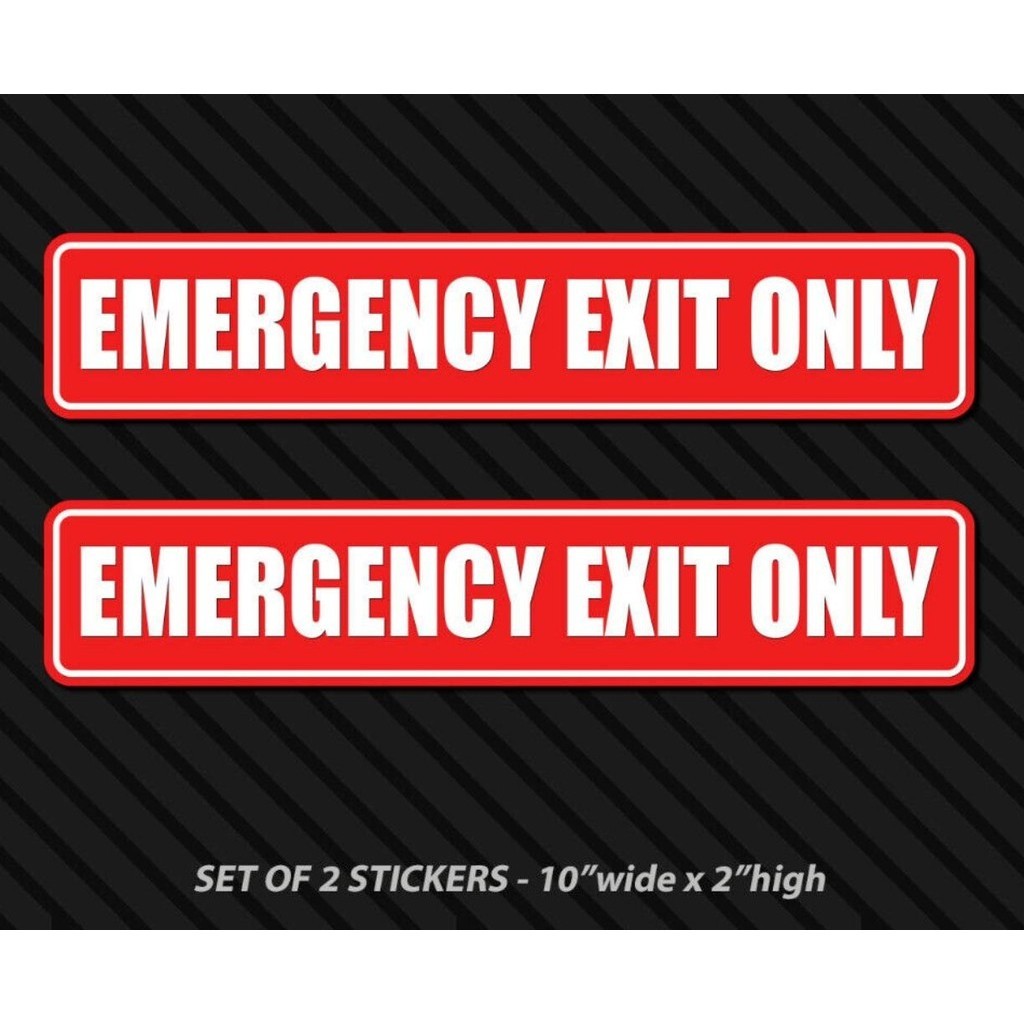 2X Emergency Exit Only Sticker Alarm Door Safety Vehicle Warning ...