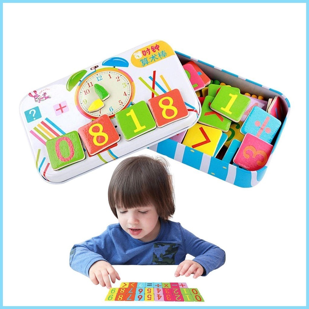 Counting Sticks for Kids Math Math Manipulatives Iron Box with Clock ...
