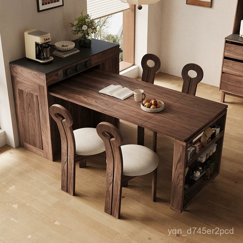 J-H/Expandable Kitchen Bar Cabinet with Integrated Dining Table for ...