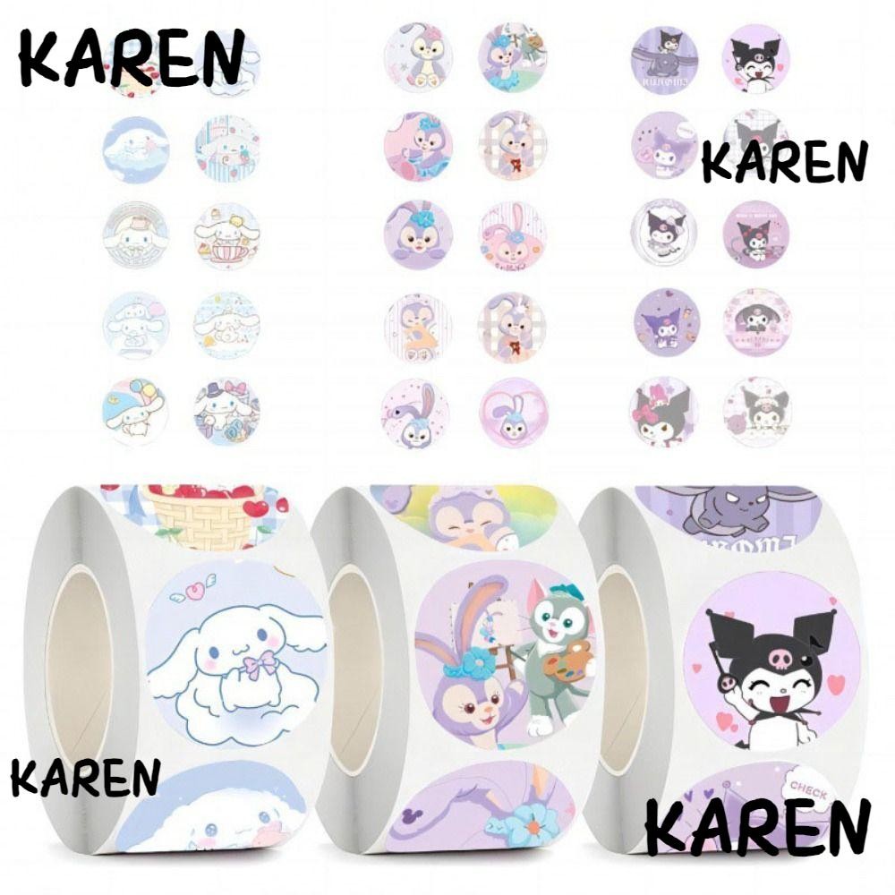 KAREN Sanrio Stickers, Light Weight Attractive Cartoon Stickers, Round ...