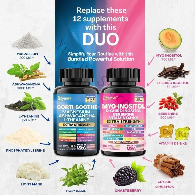 Soothe & Smooth Bundle - Zoyava Cortisol and Myo-Inositol All-in-One ...