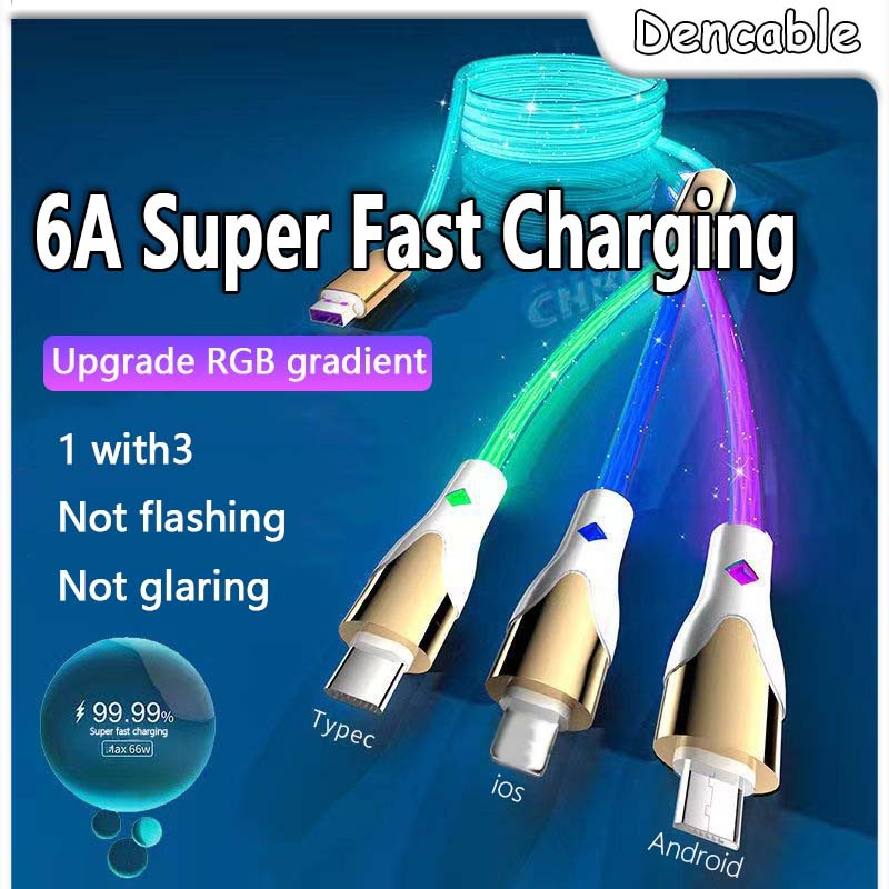 66W Super Fast Charging Data Cable 3-in-1 Starry Sky Phone Charging ...