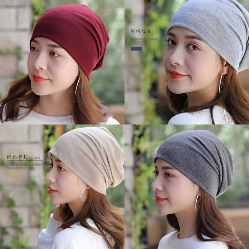 Nightcap Female Sky Thin Solid Color Toque Pile Heap Cap Tide Pure ...