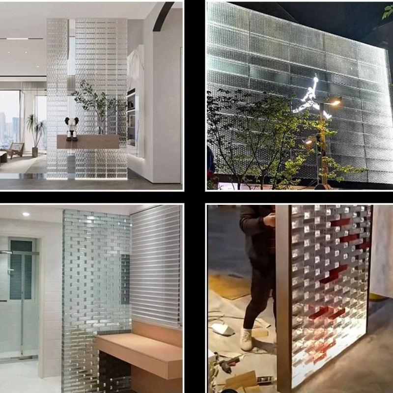 Super White Glass Bricks Crystal Brick Partition Wall Solid Transparent ...