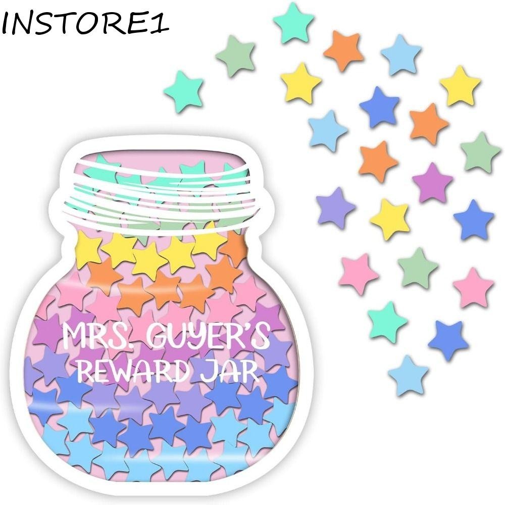 INSTORE1 Positive Behavior Rewards Jar, Wooden Cartoon Kids Star Reward ...