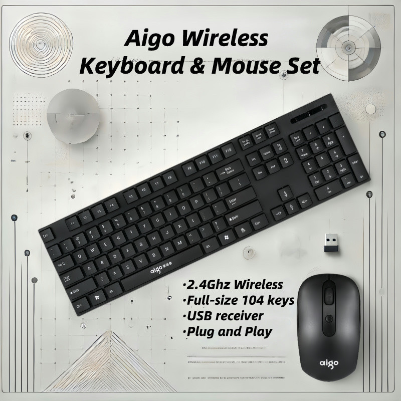 🇸🇬SG Local Stock🇸🇬Aigo WQ7618 2.4Ghz Wireless Keyboard Mouse Combo Set ...