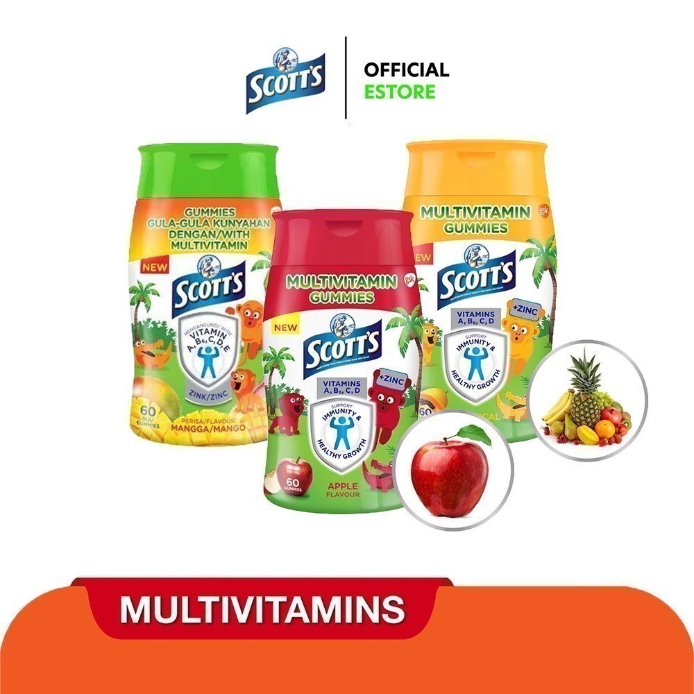 SCOTT'S Multivitamin Gummies for Kids, Vitamin A, B6, C, D & Zinc, For ...