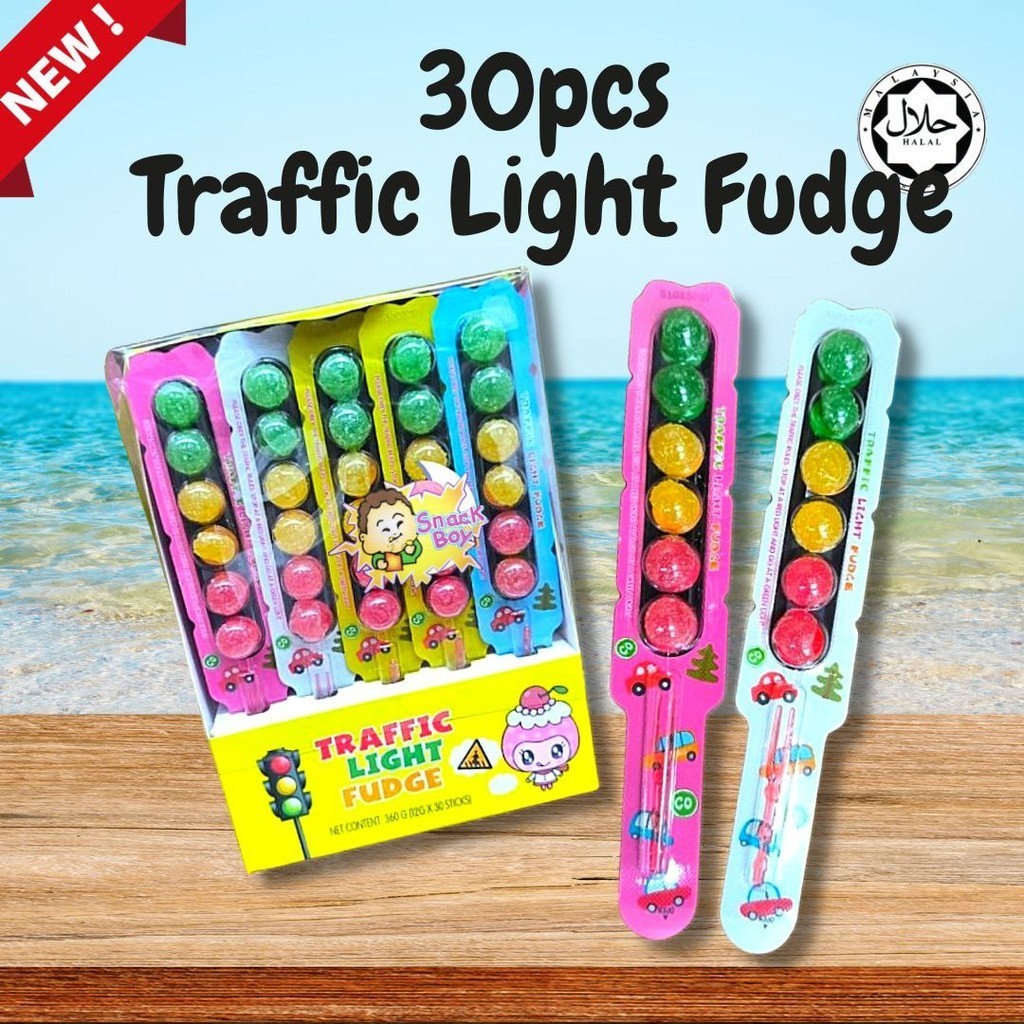 30pcs Leanseng Traffic Light Fudge Gummy 3warna rasa buah-buahan Fruits ...