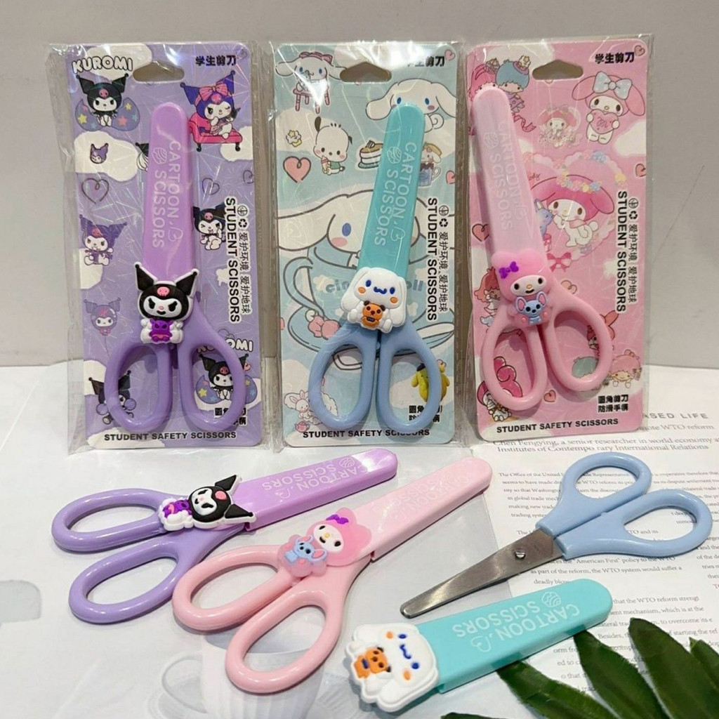 Kawaii Safety Scissors with Cover Kuromi Kitty My Melody Scissors Cute ...