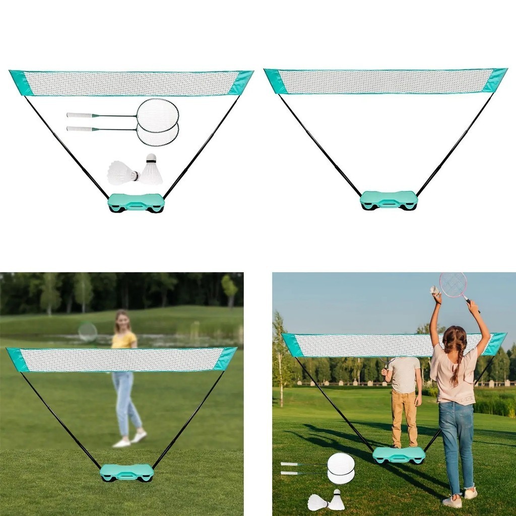 Portable Badminton Net Set Folding Volleyball Tennis Net with Badminton ...